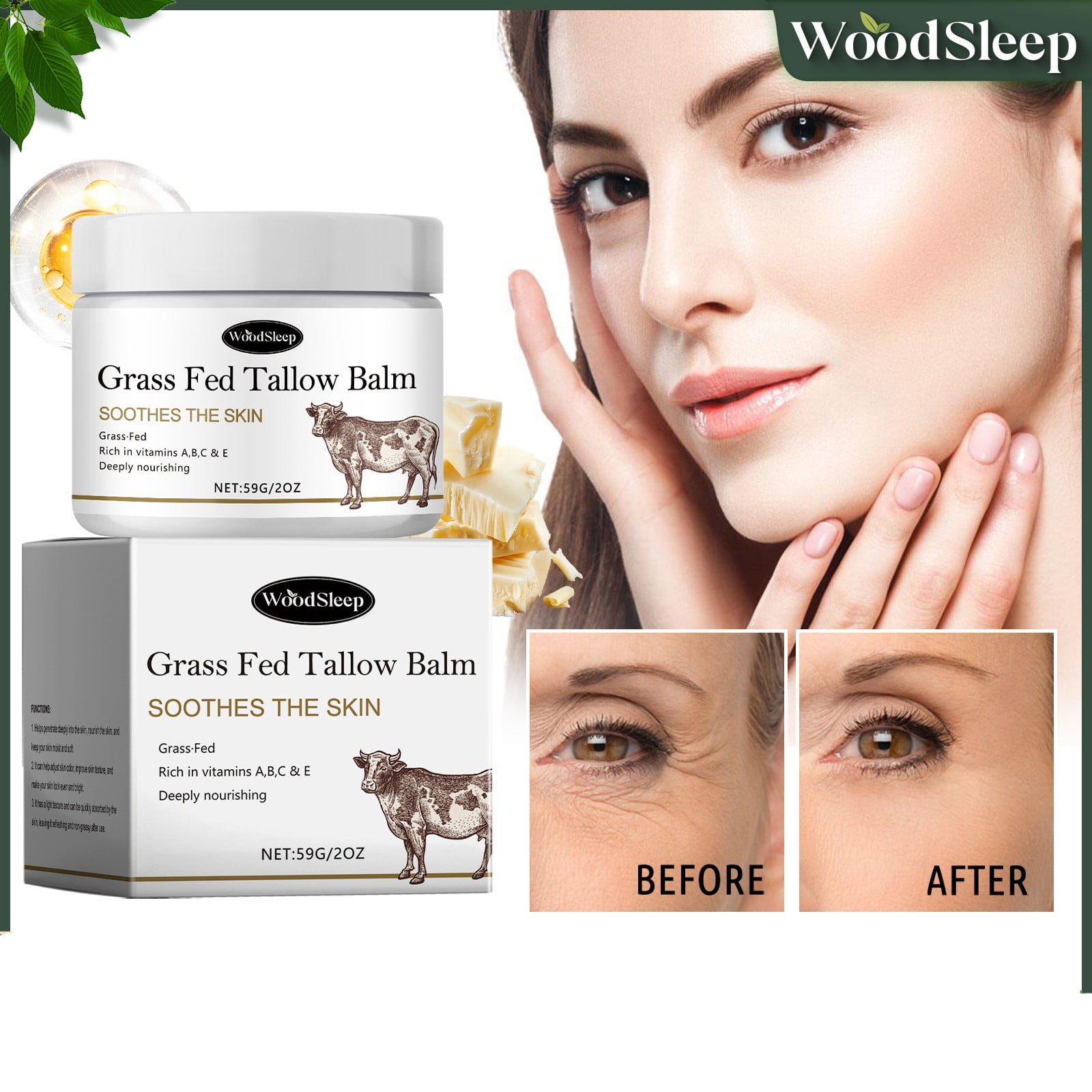 Tallow Skin Hydrating Cream - Bééf Extract Nourishing Gently Firms Skin ...