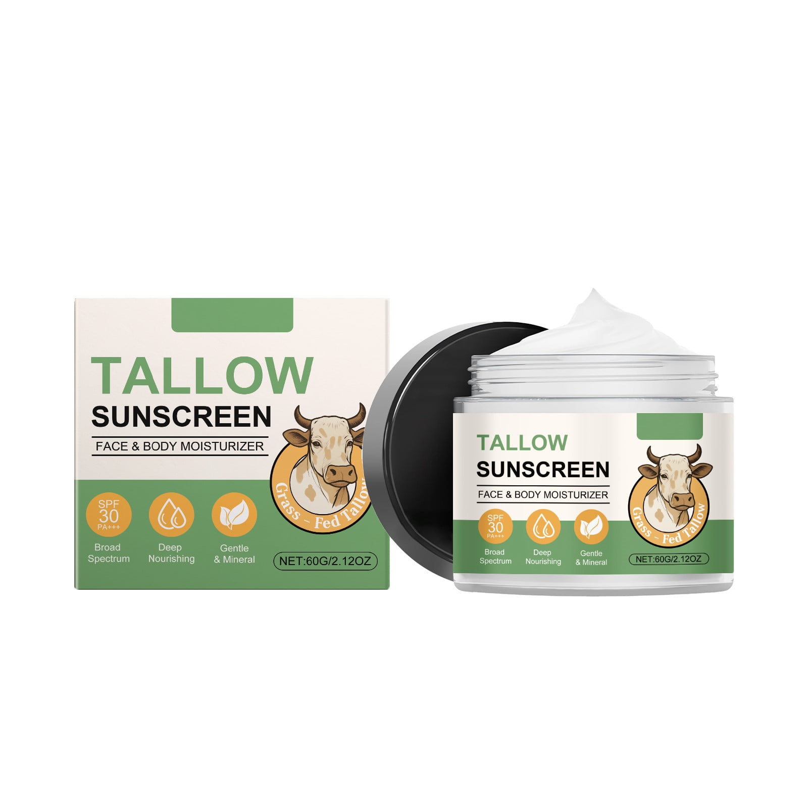Tallow Sunscreen Non Greasy Organic Natural Sol Beef Tallow for Skin ...