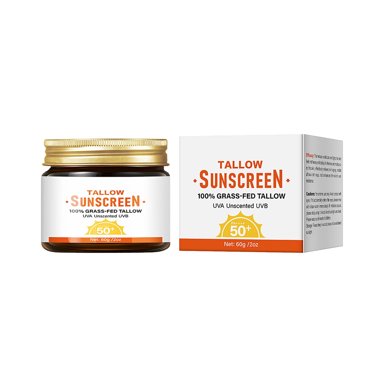 Tallow Sunscreen SPF50, Natural Grass-Fed Beef Tallow Moisturizing ...