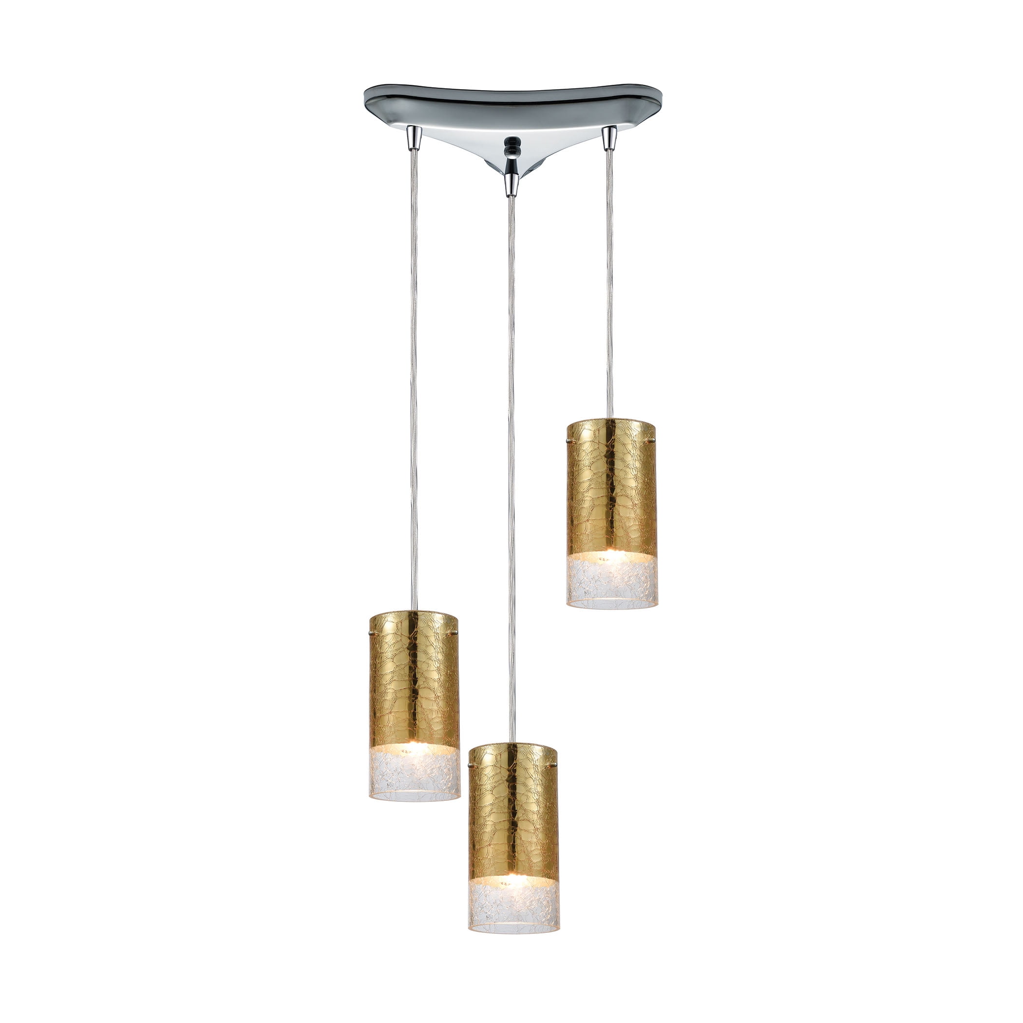 Tallula 3-Light Triangular Pendant Fixture in Chrome with Gold-plated ...