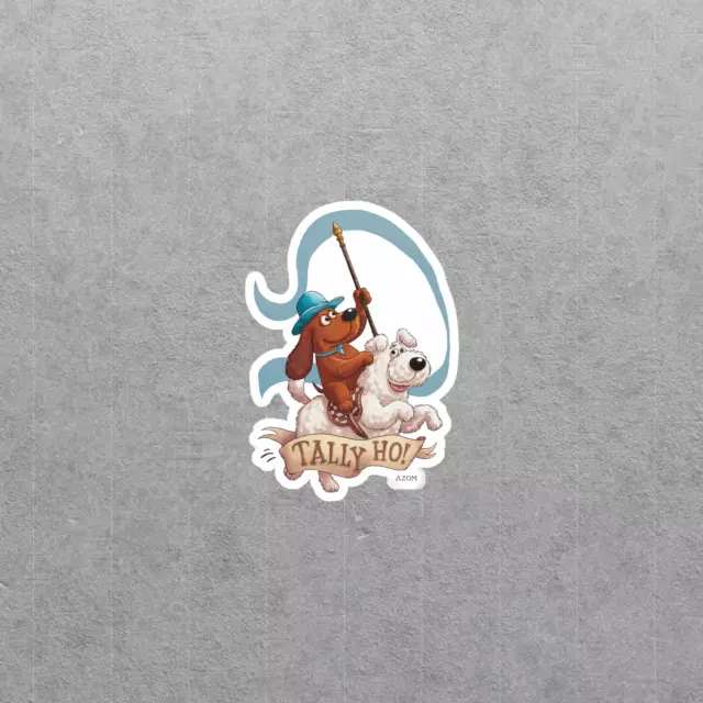 Tally Ho Cartoon Dog Jester Sticker - Medieval Quirky Canine Art ...