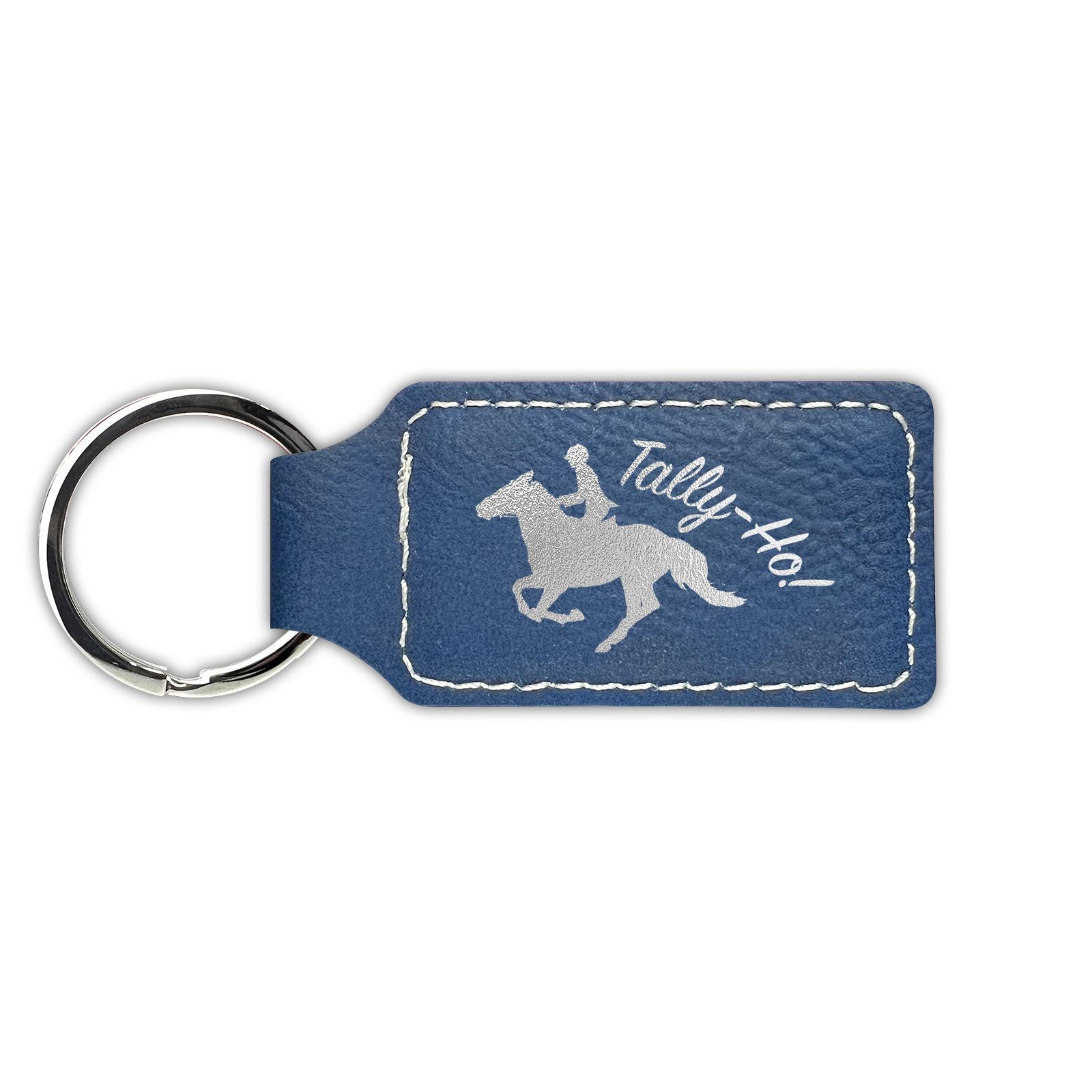 Tally-Ho Fox Hunting Keychain Leatherette Rectangle - Laser Engraved ...