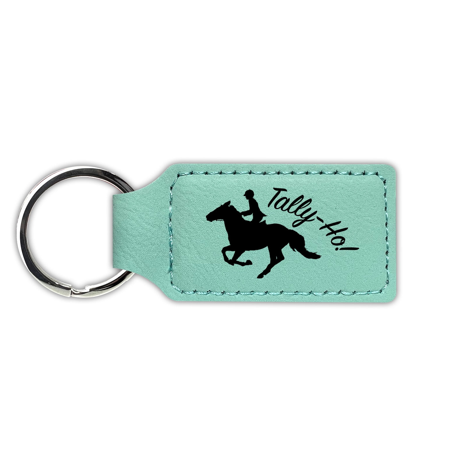 Tally-Ho Fox Hunting Keychain Leatherette Rectangle - Laser Engraved ...