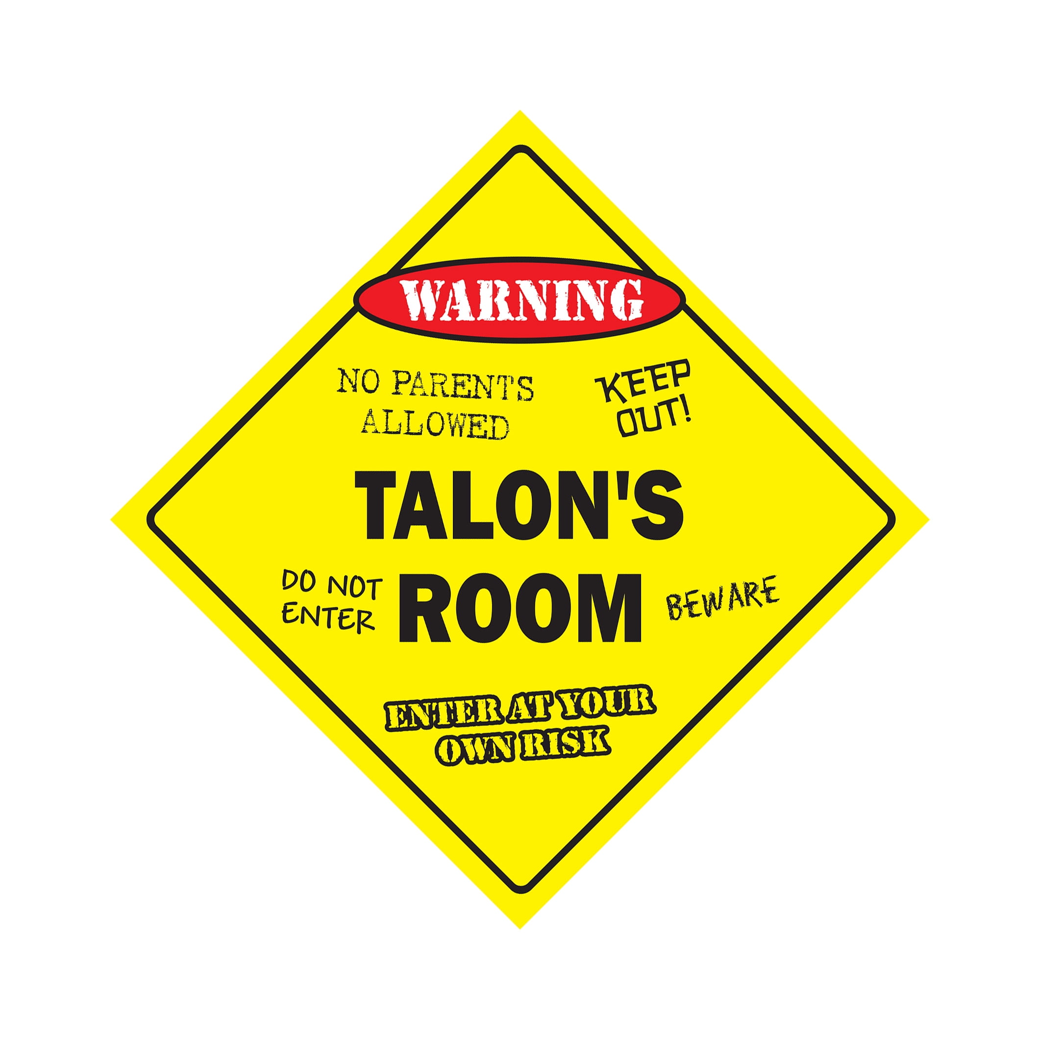 Talon's Room Sign Crossing Zone Xing | Indoor/Outdoor | 12" Tall kids ...