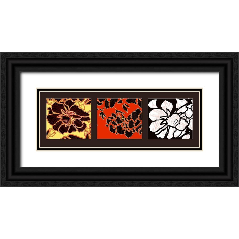 Talva Design 24x11 Black Ornate Wood Framed with Double Matting Museum ...