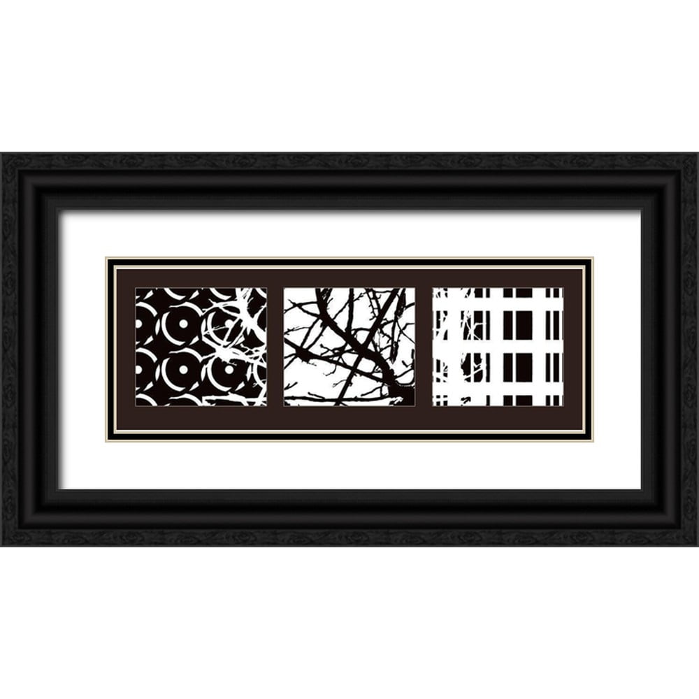 Talva Design 24x11 Black Ornate Wood Framed with Double Matting Museum ...