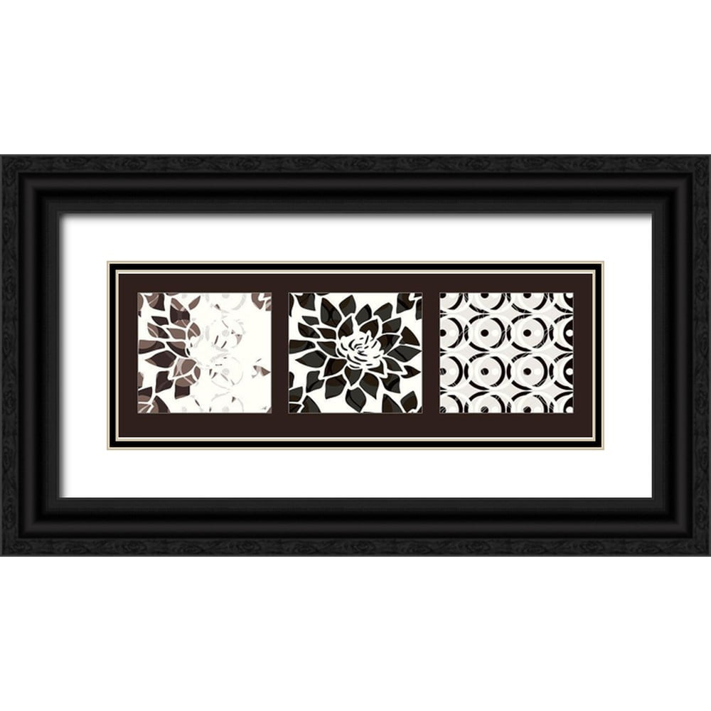 Talva Design 24x11 Black Ornate Wood Framed with Double Matting Museum ...