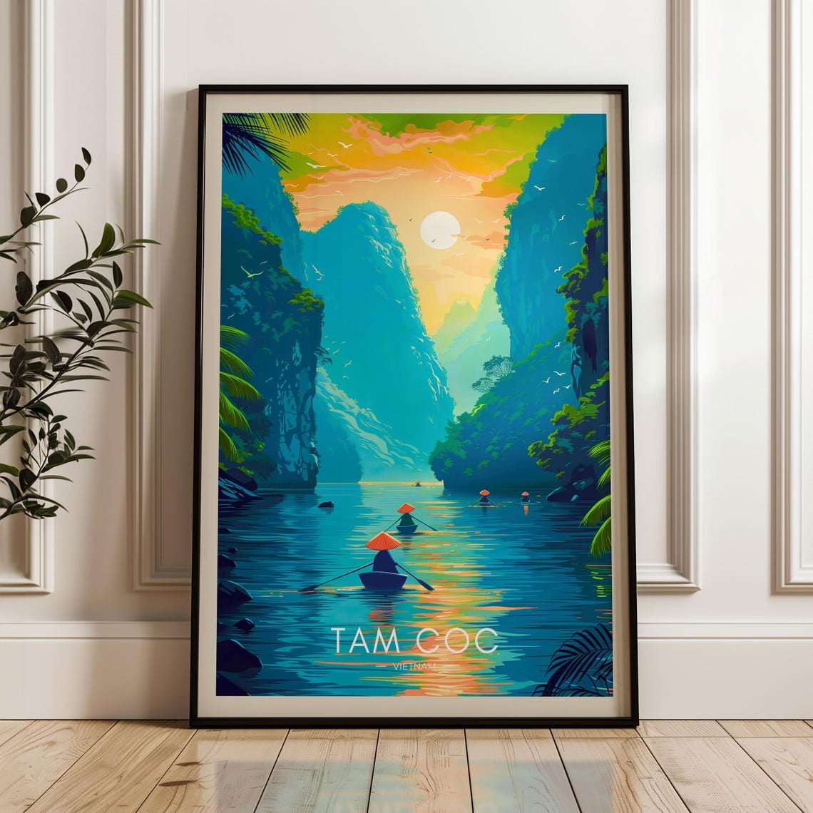 Tam Coc Travel Poster - Vietnam Wall Art Print, Illustration Poster ...