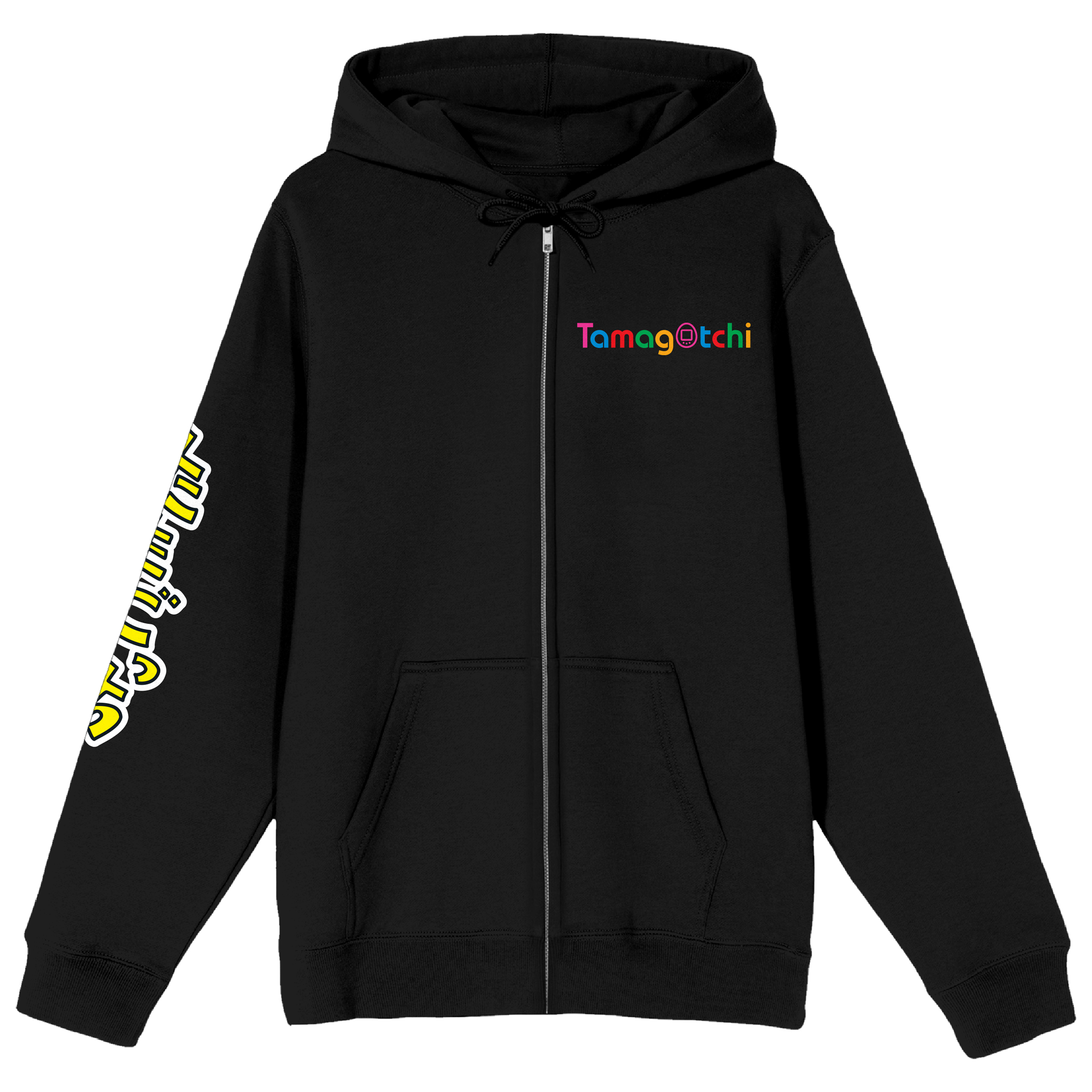 Tamagotchi Character Group Shot Long Sleeve Adult Black Zip-Up Hoodie ...