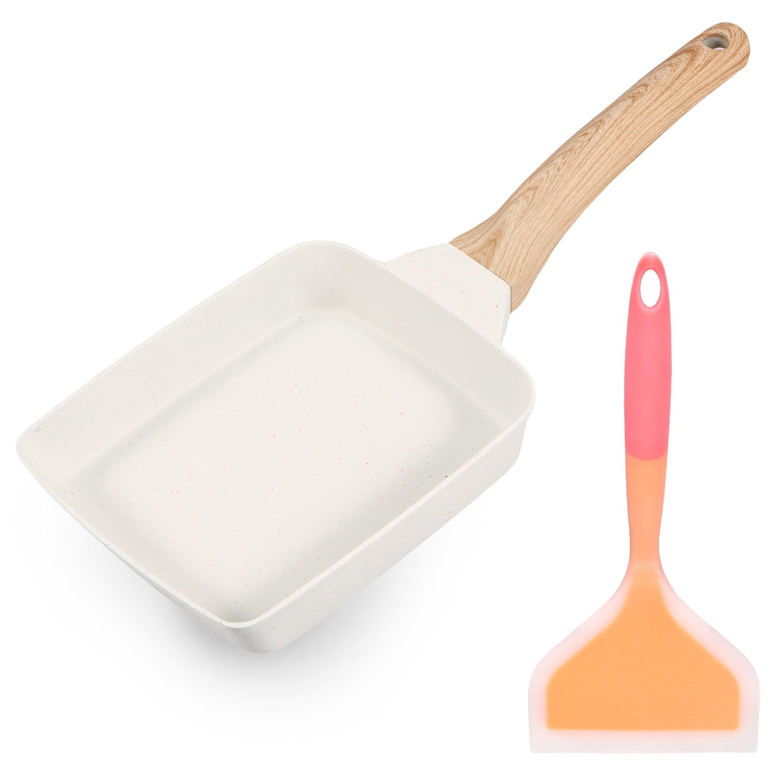 Tamagoyaki Pan Non Stick Japanese Omelette Pan with Silicone Spatula ...