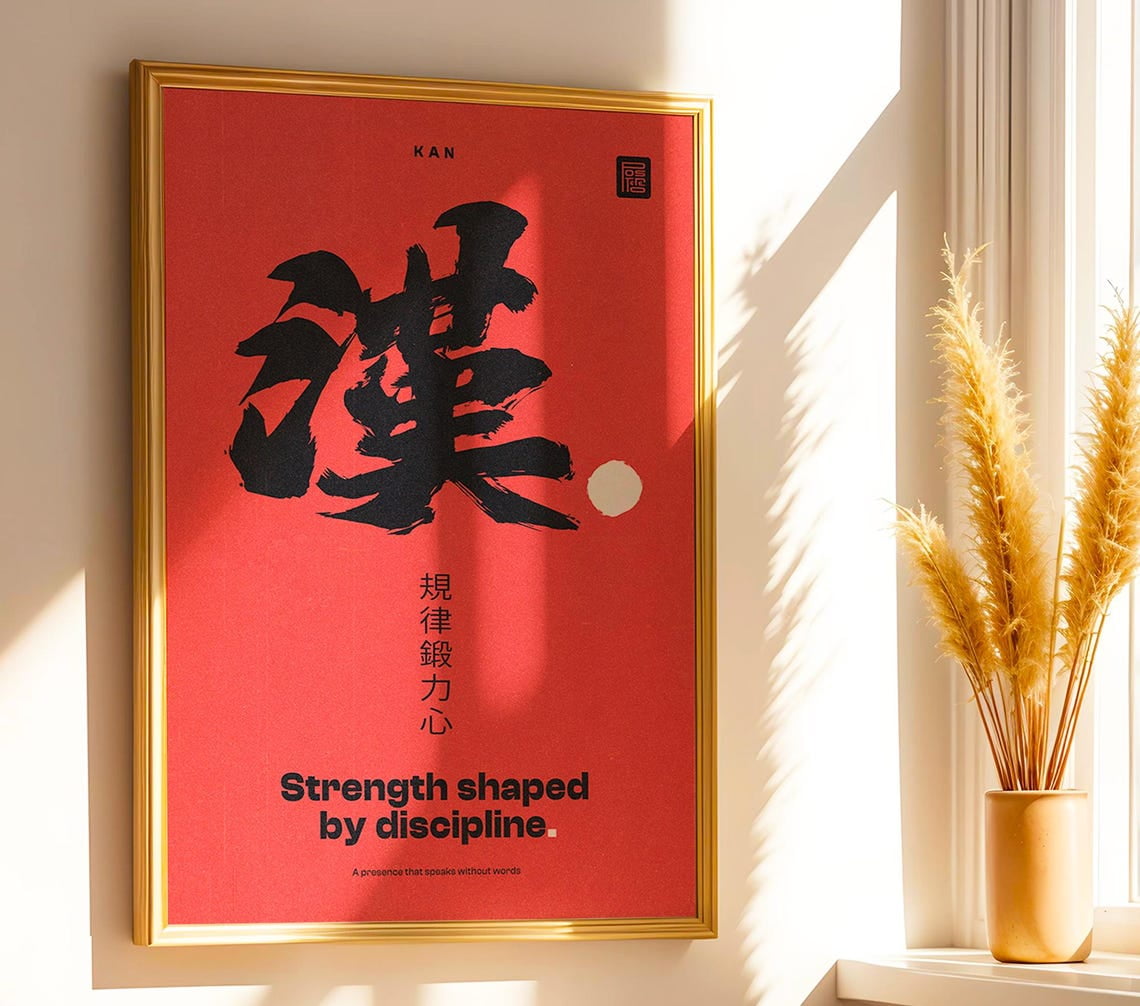 Tamashii Kanji Wall Art, Bold Red Print Of The Unwavering Soul In ...