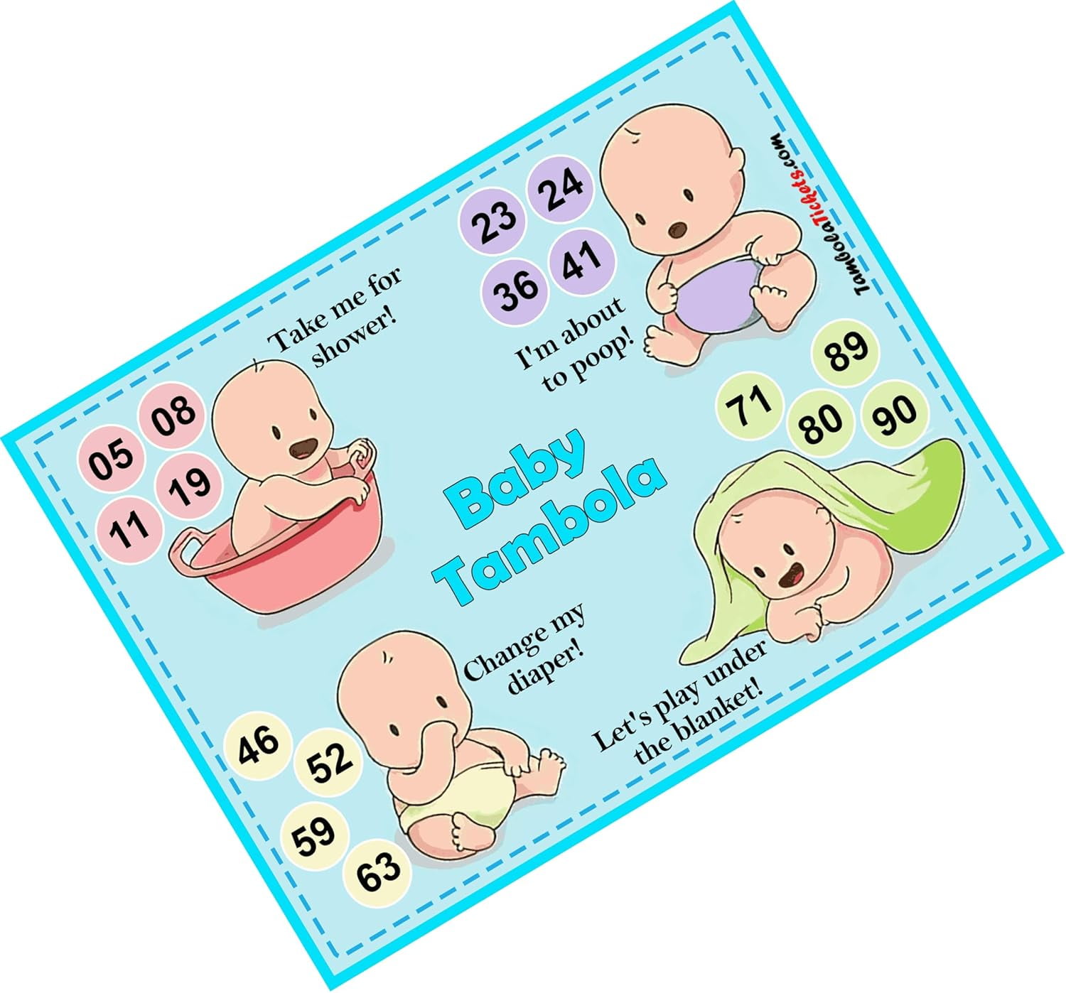 TambolaTicketscomWelcome Baby About to Poop Theme tambola Tickets Bingo ...