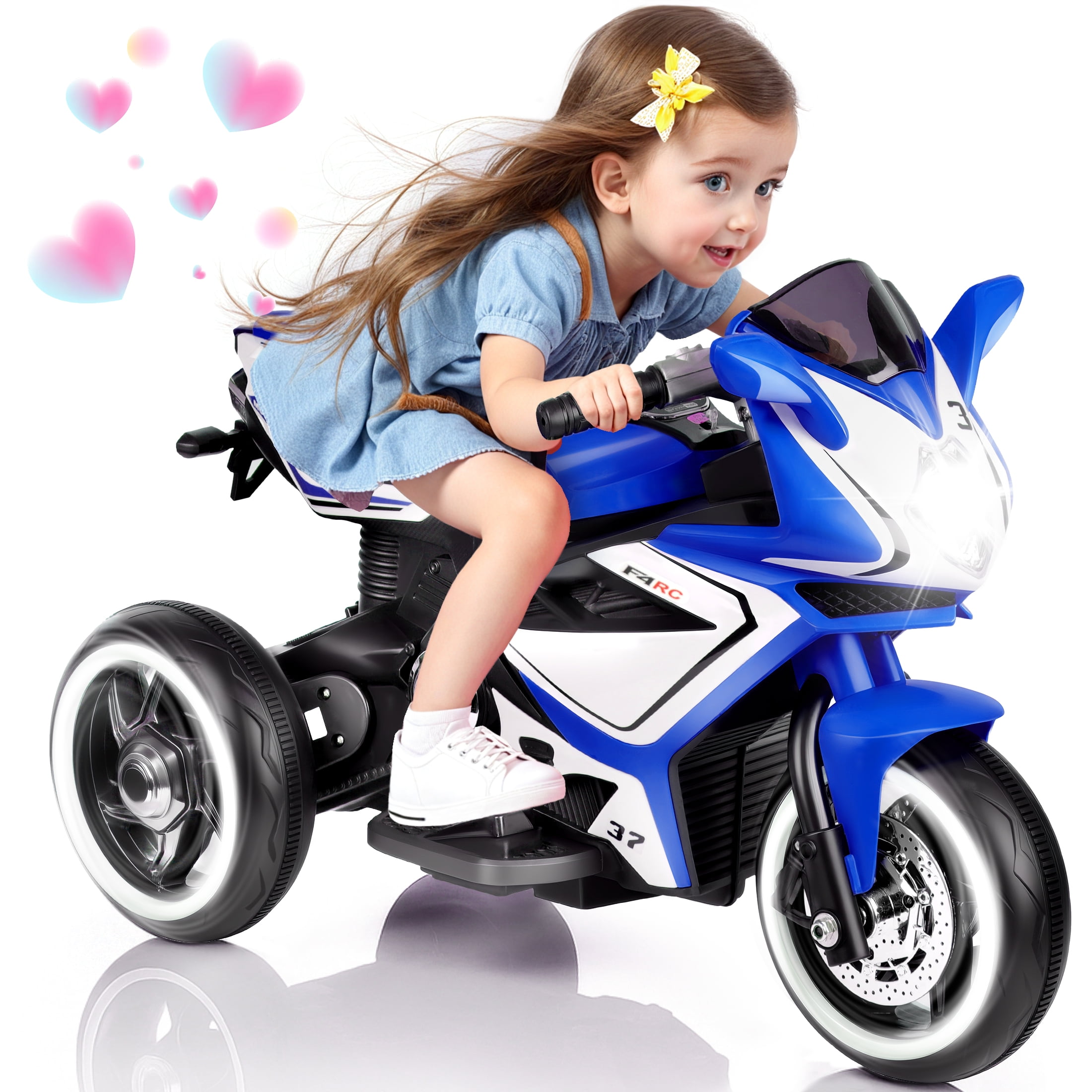 Tamco Kids Ride on 6V Electric Motorcycle, 3 Wheels, Bluetooth, LED Light, Music Play for Boys ...