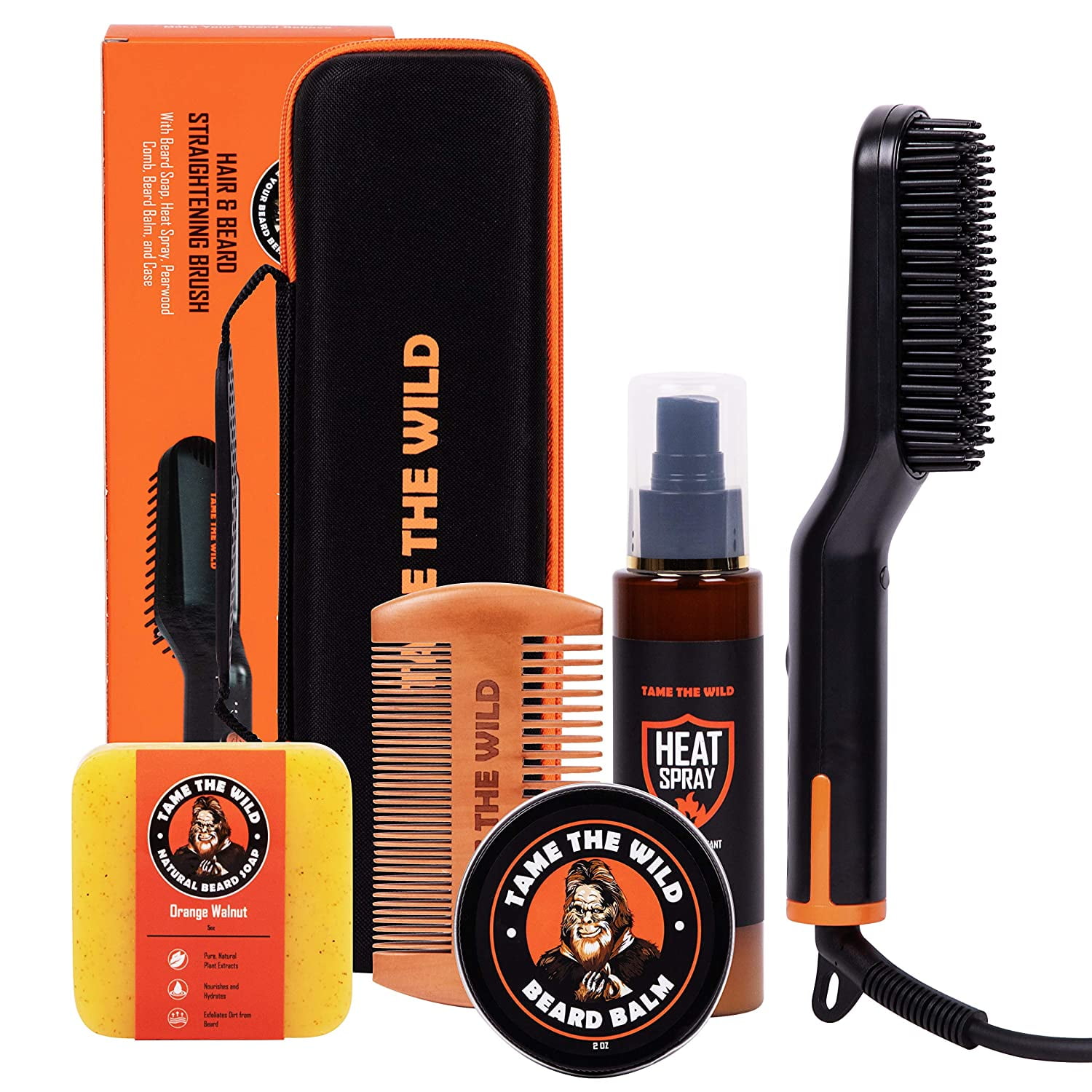 Tame the Wild Premium Beard Straightener Kit - Heated Beard Brush for ...