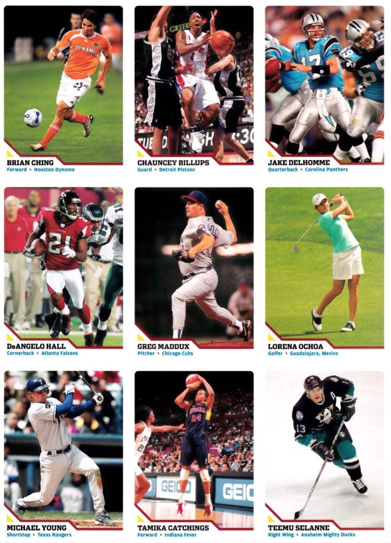 Tamika Catchings Greg Maddux Lorena Ochoa 2006 Sports Illustrated for Kids 9 card sheet ...