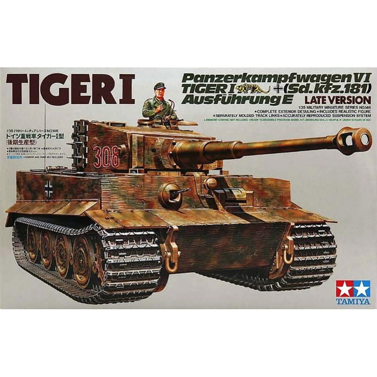 Tamiya German Heavy Tiger I Late Version, 1:32 Scale Military Tank ...