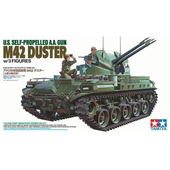 Tamiya 1/35 M42 Duster Tank, Self-Propelled AA Gun & 3 Crew, TAM35161 ...