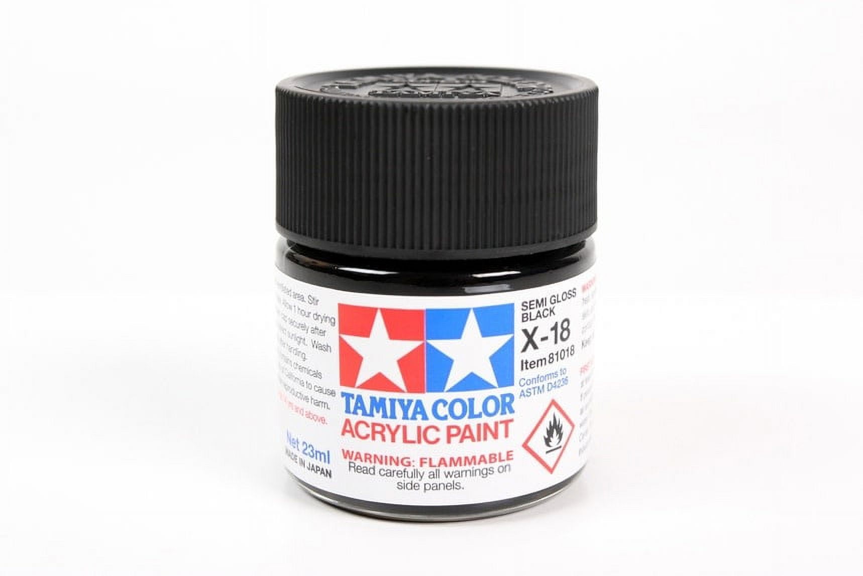 Tamiya Acrylic X18 Semi GlossBlack TAM81018 Plastics Paint Acrylic ...