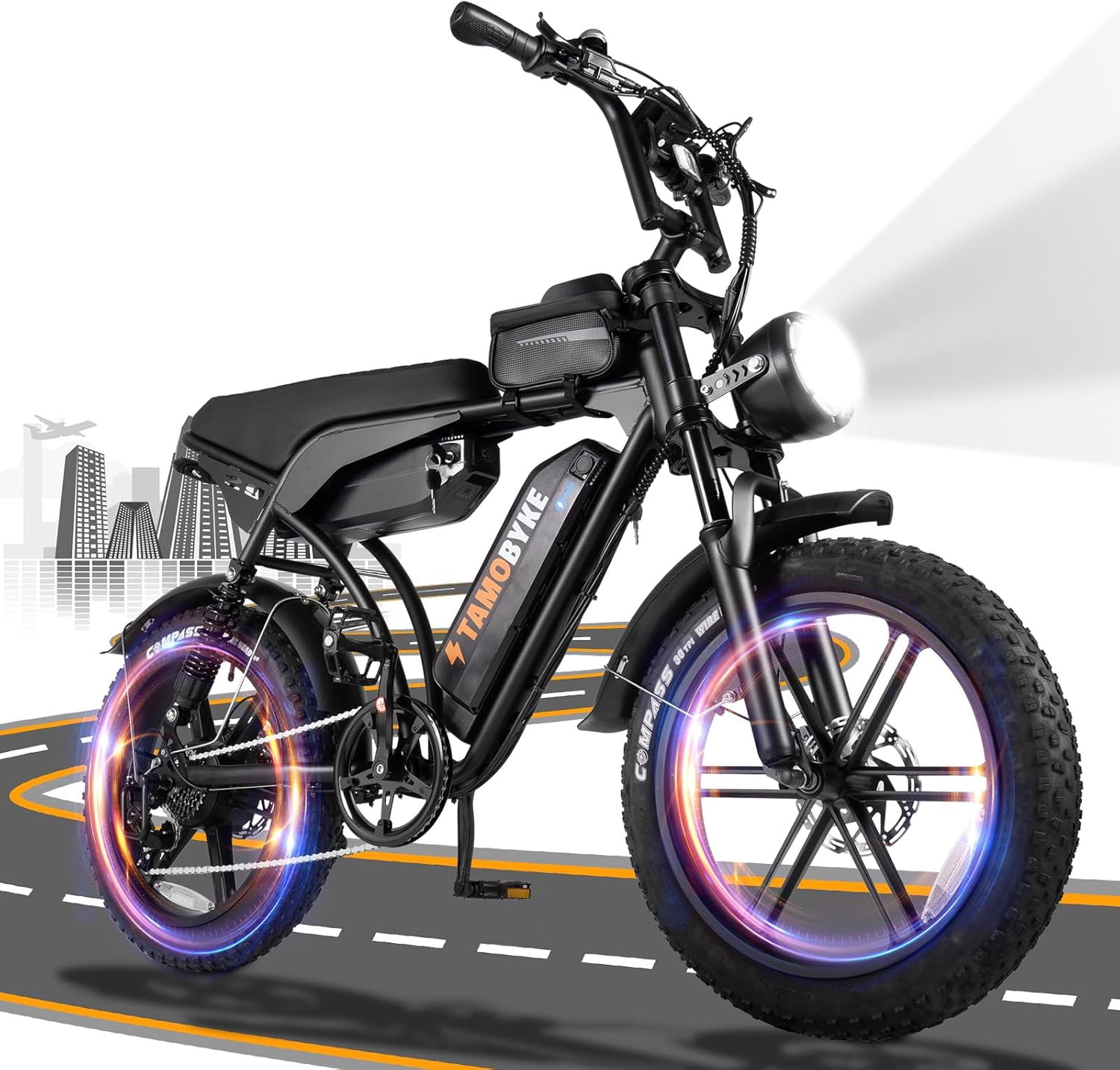 Tamobyke 20" Fat Tire Electric Bike for Adults,32mph 1500W 48V 31.2Ah ...