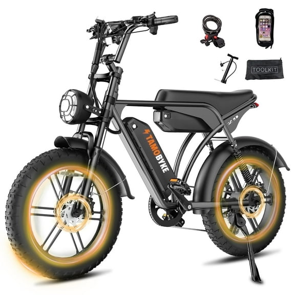 GUGOIS Peak 1000W Electric Bike, 20" Fat Tire E-Mountain Bikes, 48V 15.6Ah 30MPH Ebike for ...
