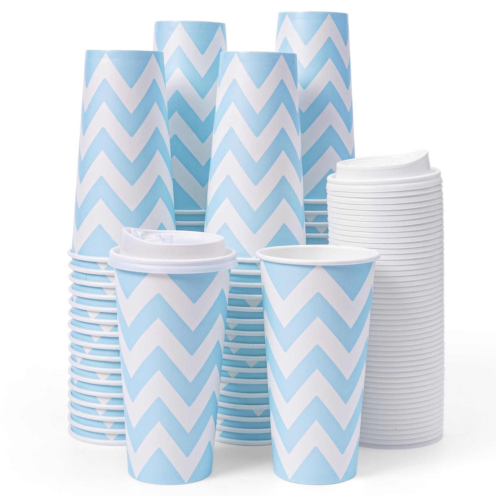 Tamone 100 PACK 20OZ Disposable Coffee Cups with Lids, To Go Coffee ...