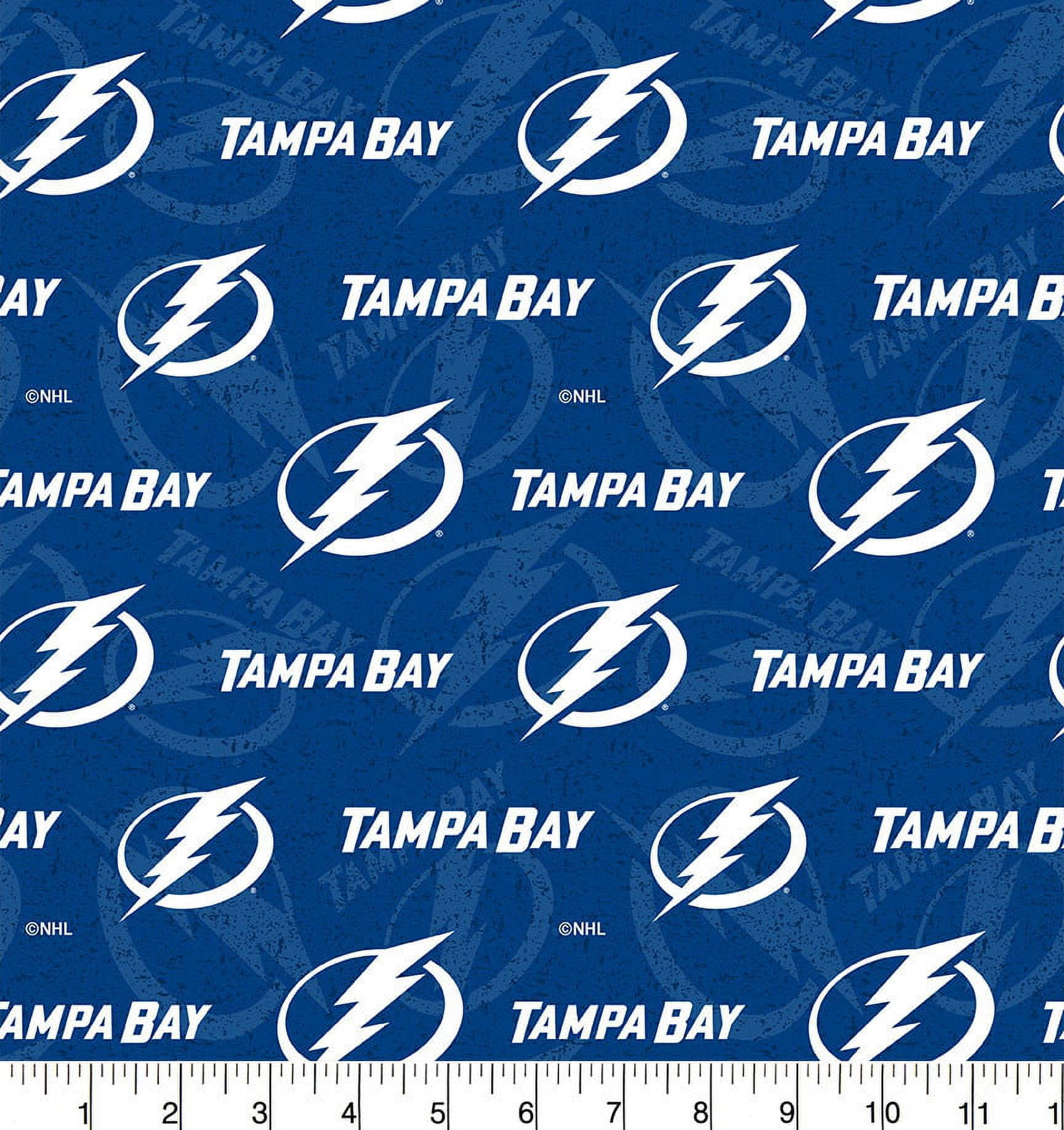 Tampa Bay Lightning Cotton Fabric with Tone on Tone Print and Matching ...