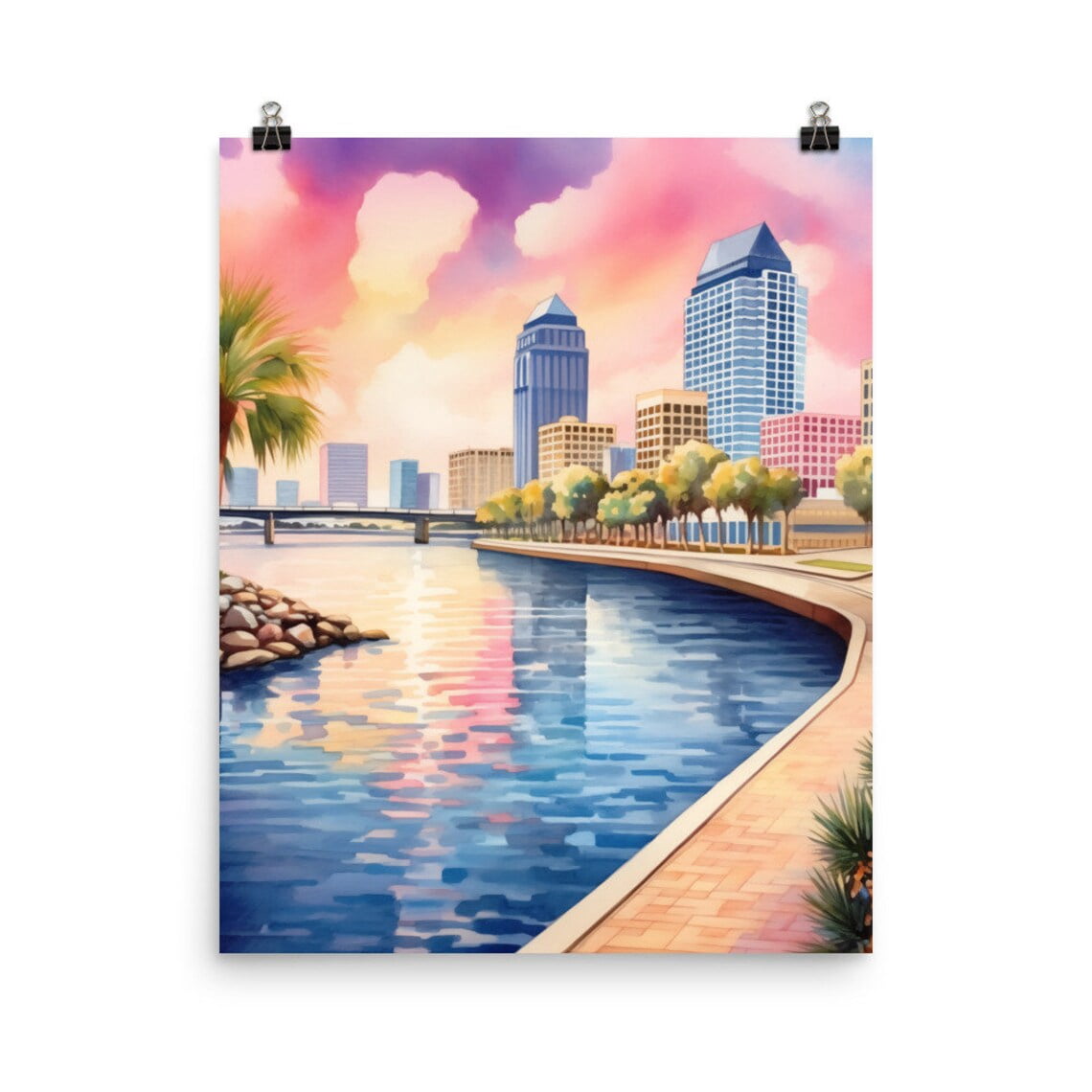 Tampa Bay Riverwalk Print, Florida Coastal City Wall Art, Sunshine ...