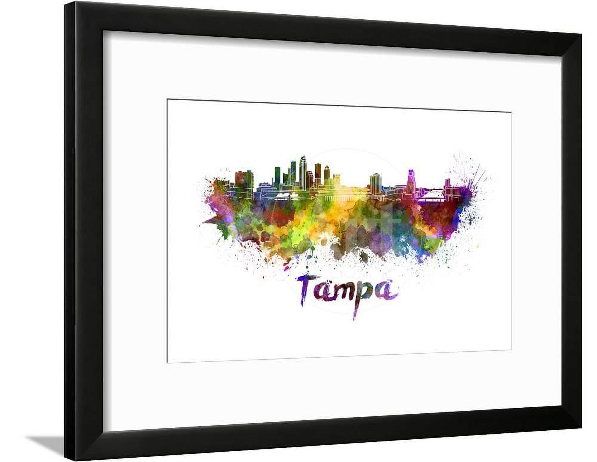 Tampa Skyline in Watercolor, Framed Art Print Wall Art by paulrommer ...