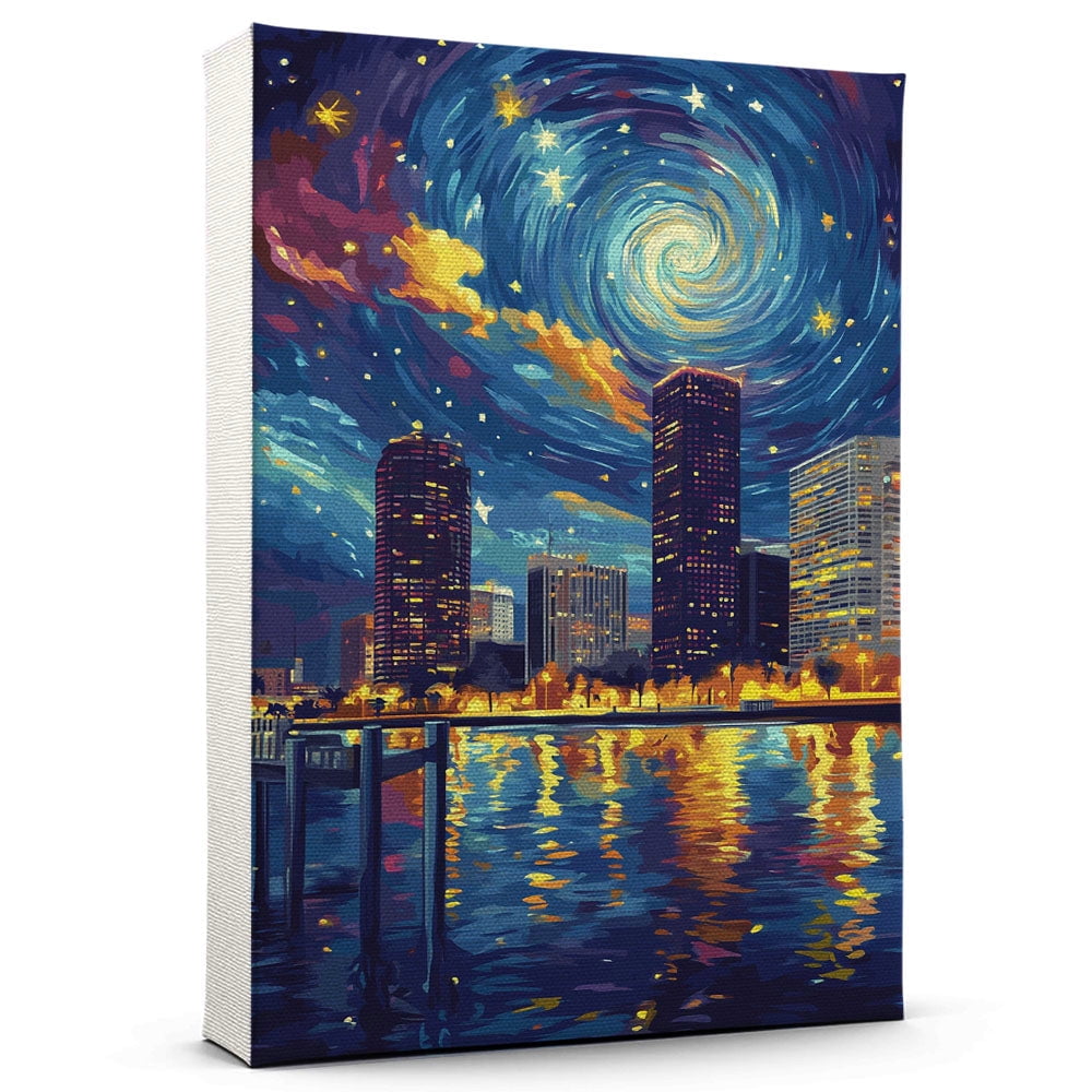 Tampa Travel Canvas Prints, Florida Starry Night Travel decor, Tampa ...