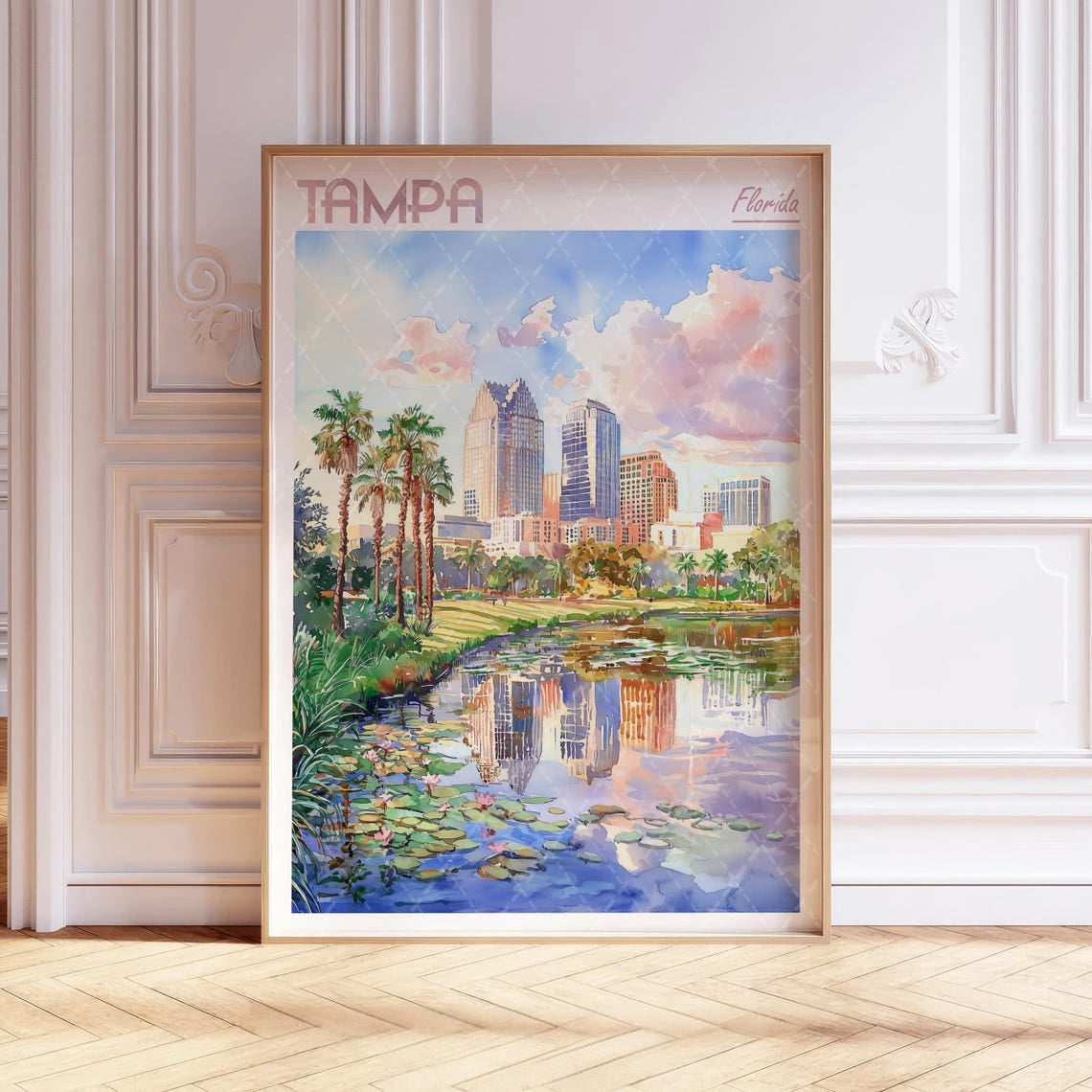Tampa Watercolor Poster - Florida Wall Art - Florida Travel Poster ...