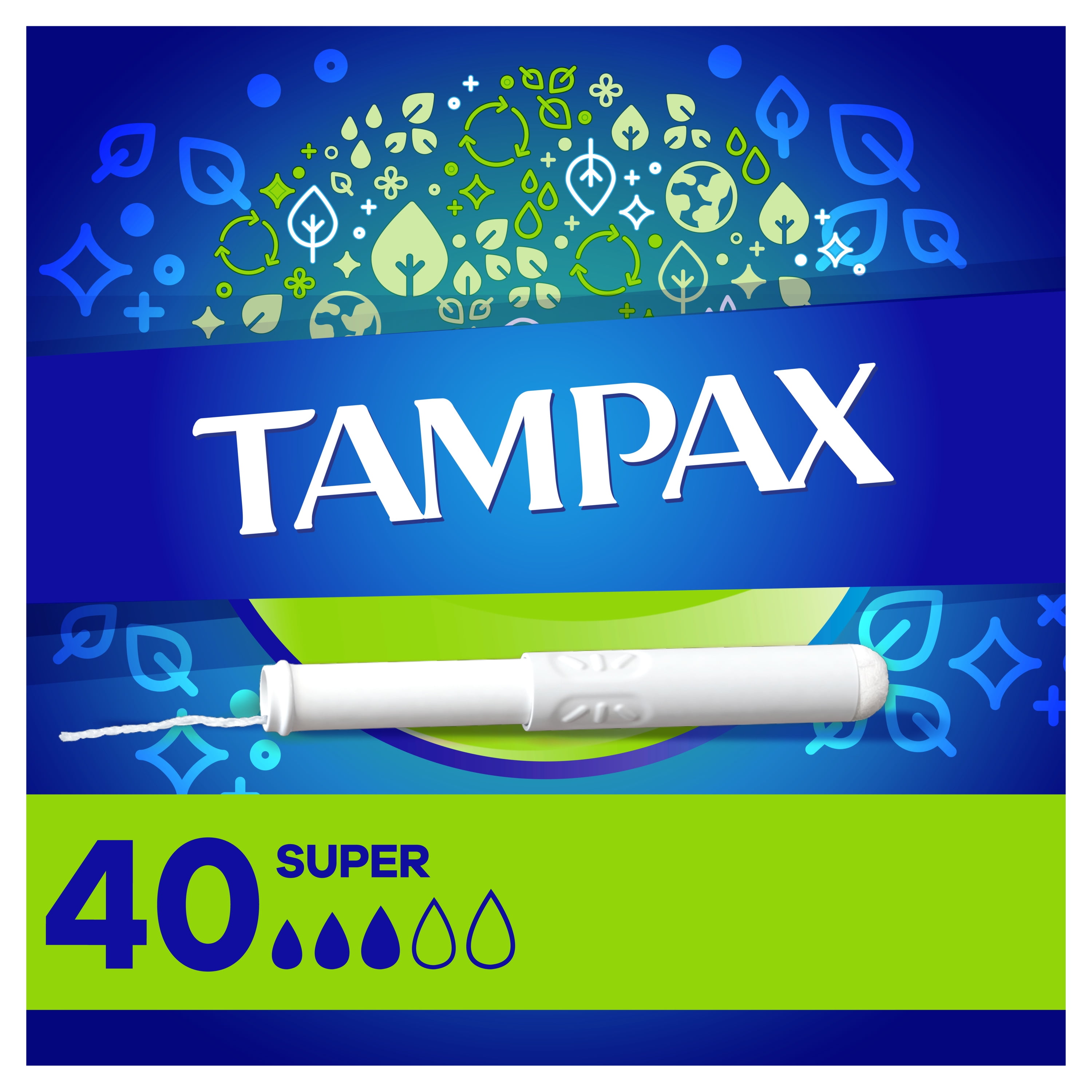 Tampax Super Absorbency Tampons, LeakGuard Skirt, Anti-Slip Grip ...