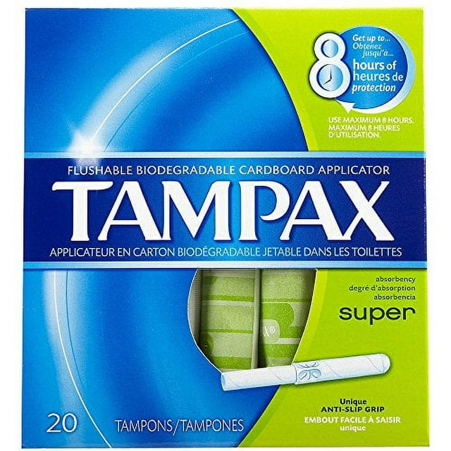 Tampax Super Absorbency Tampons with Cardboard Applicator, LeakGuard ...