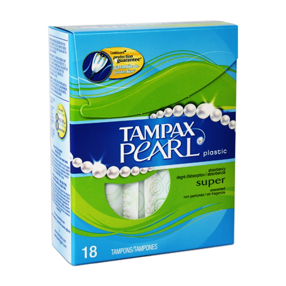 Tampax Pearl Plastic Tampons Super Unscented 18 ct (Pack of 48 ...
