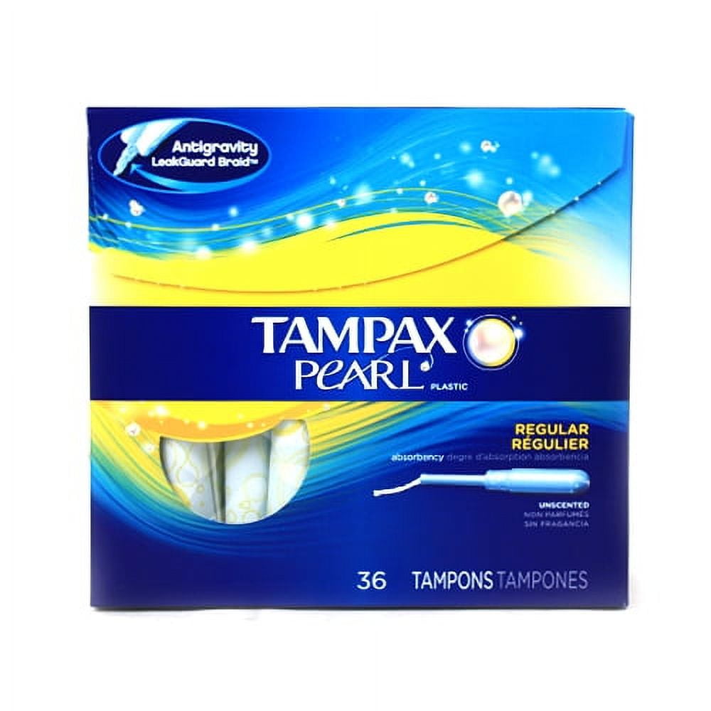 Tampax Pearl Regular Absorbency Plastic Tampons, Unscented, 36 Ct (Pack ...