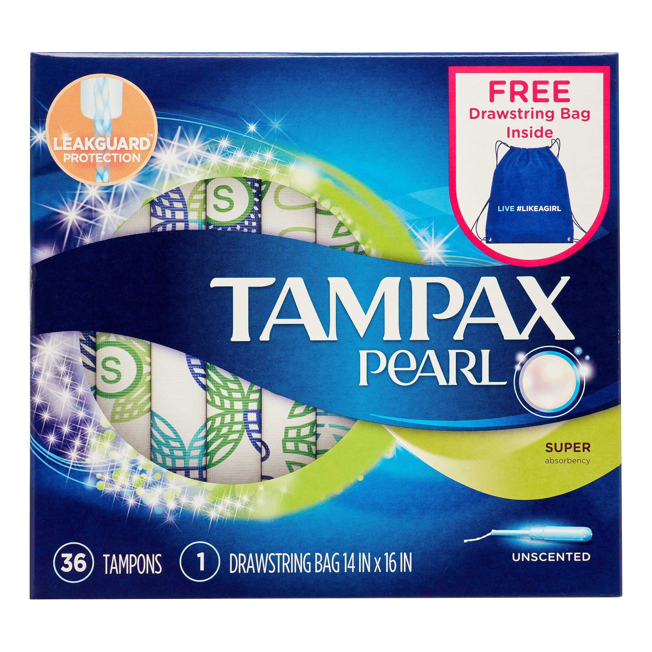 Tampax Pearl Super 36ct + Sport Bag HSA/FSA Eligible - Walmart.com