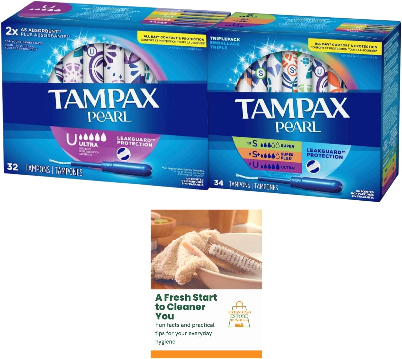 Tampax Pearl Tampons Bundle: Super/Super Plus/Ultra Absorbency ...