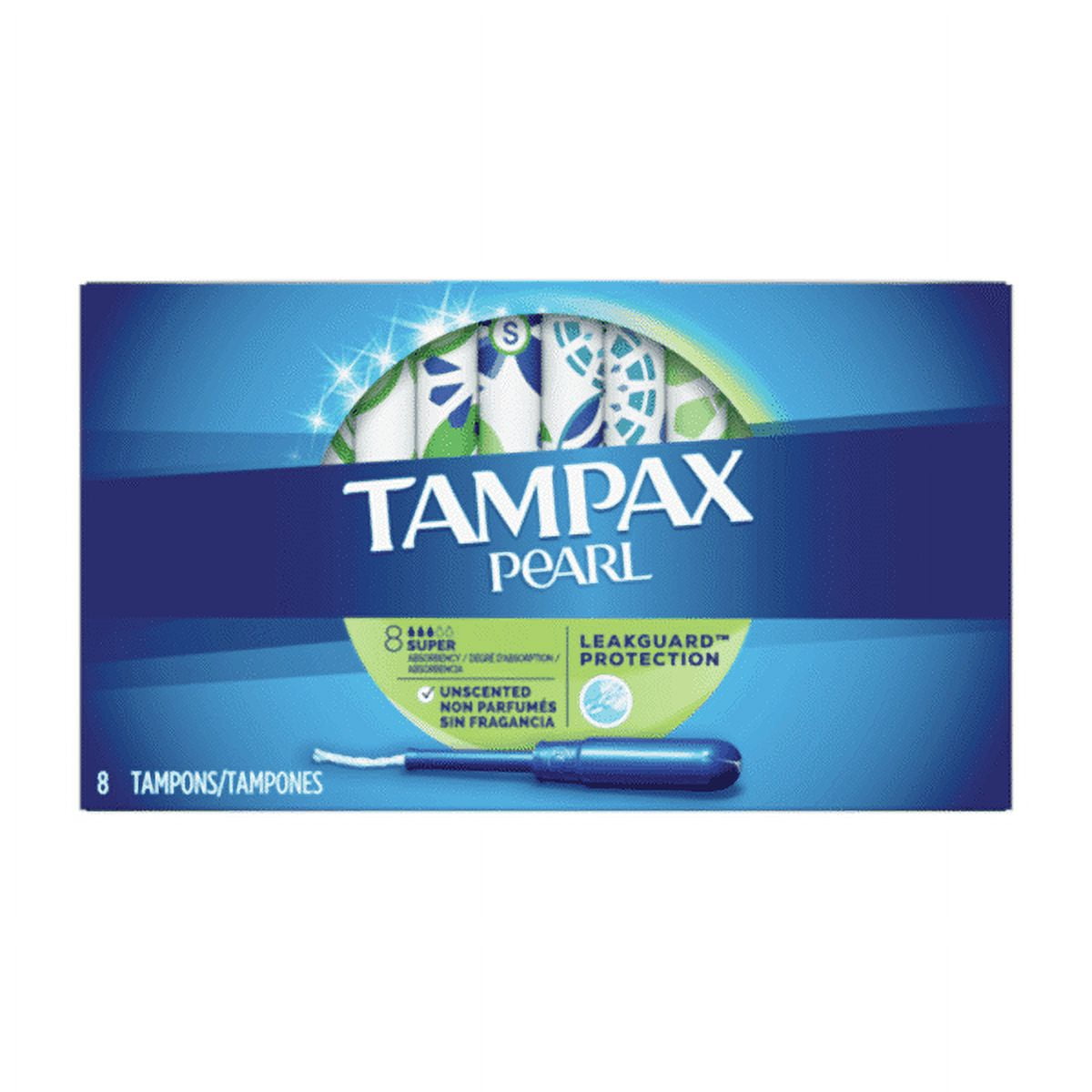 Tampax Pearl Tampons Super Absorbency With Leakguard Braid Unscented, 8 ...