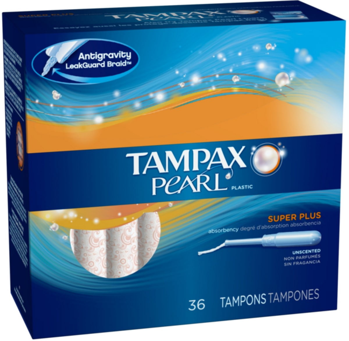Tampax Pearl Tampons Super Plus Unscented 36 Each (Pack of 6) - Walmart ...