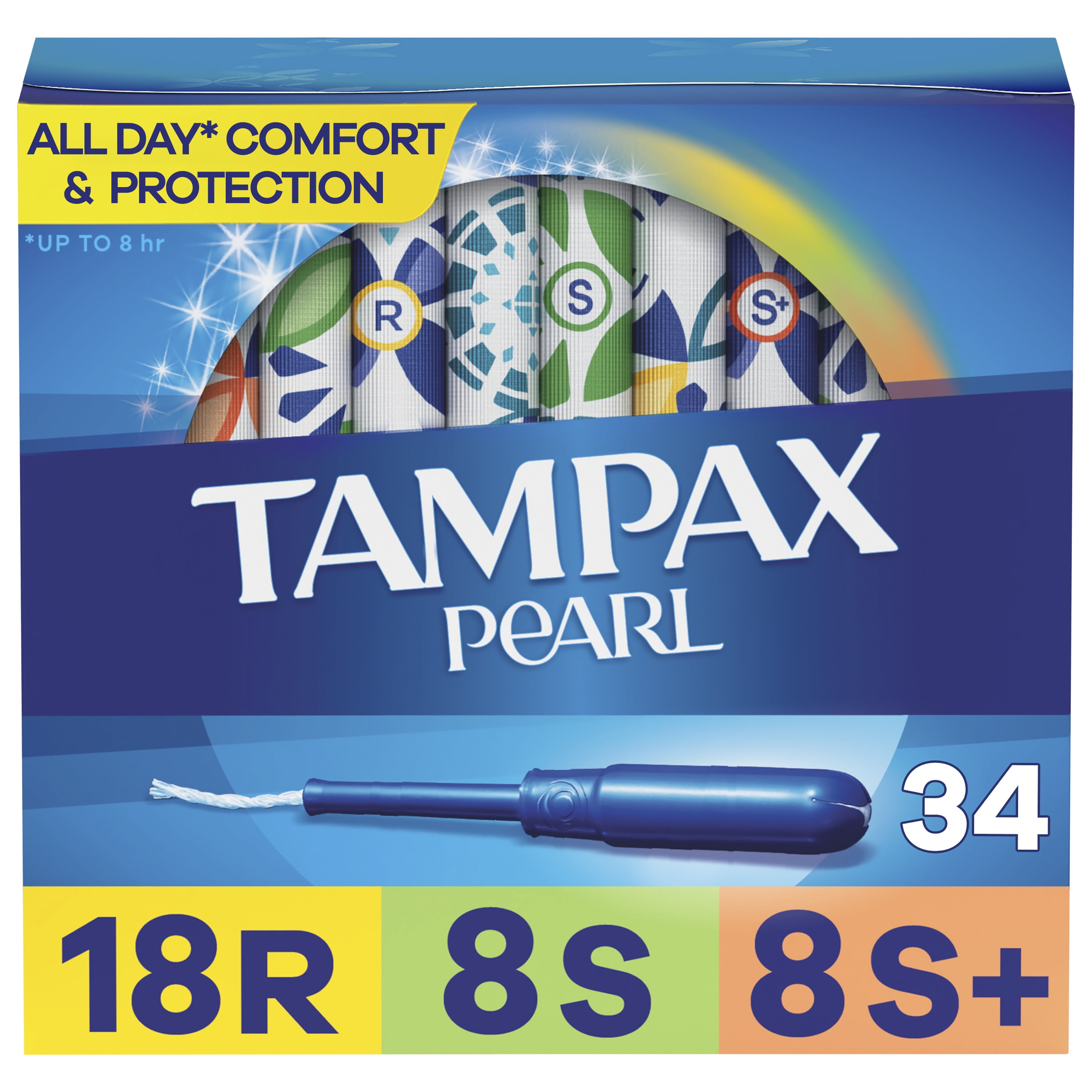 Tampax Pearl Tampons Trio Multipack with LeakGuard Braid, Regular/Super ...