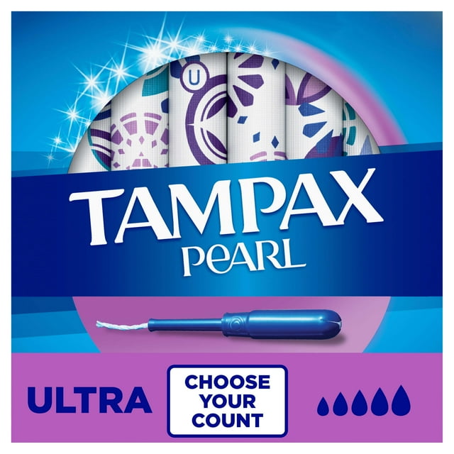 Tampax Pearl Tampons Ultra Absorbency with LeakGuard Braid, 45 Count ...