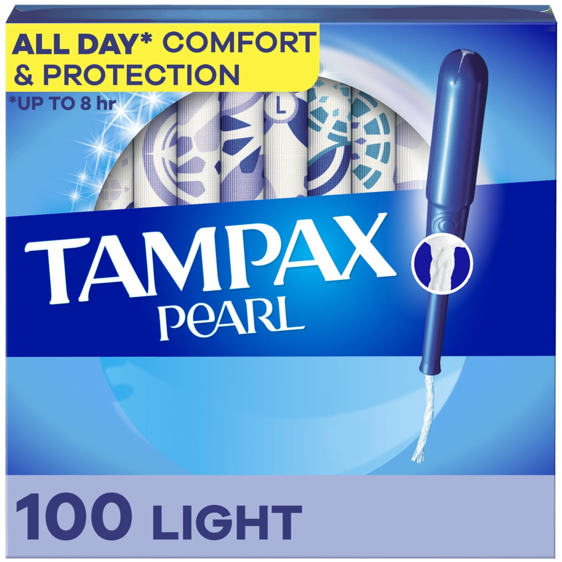 Tampax Pearl Tampons with LeakGuard Braid, Light Absorbency, 100 Ct ...