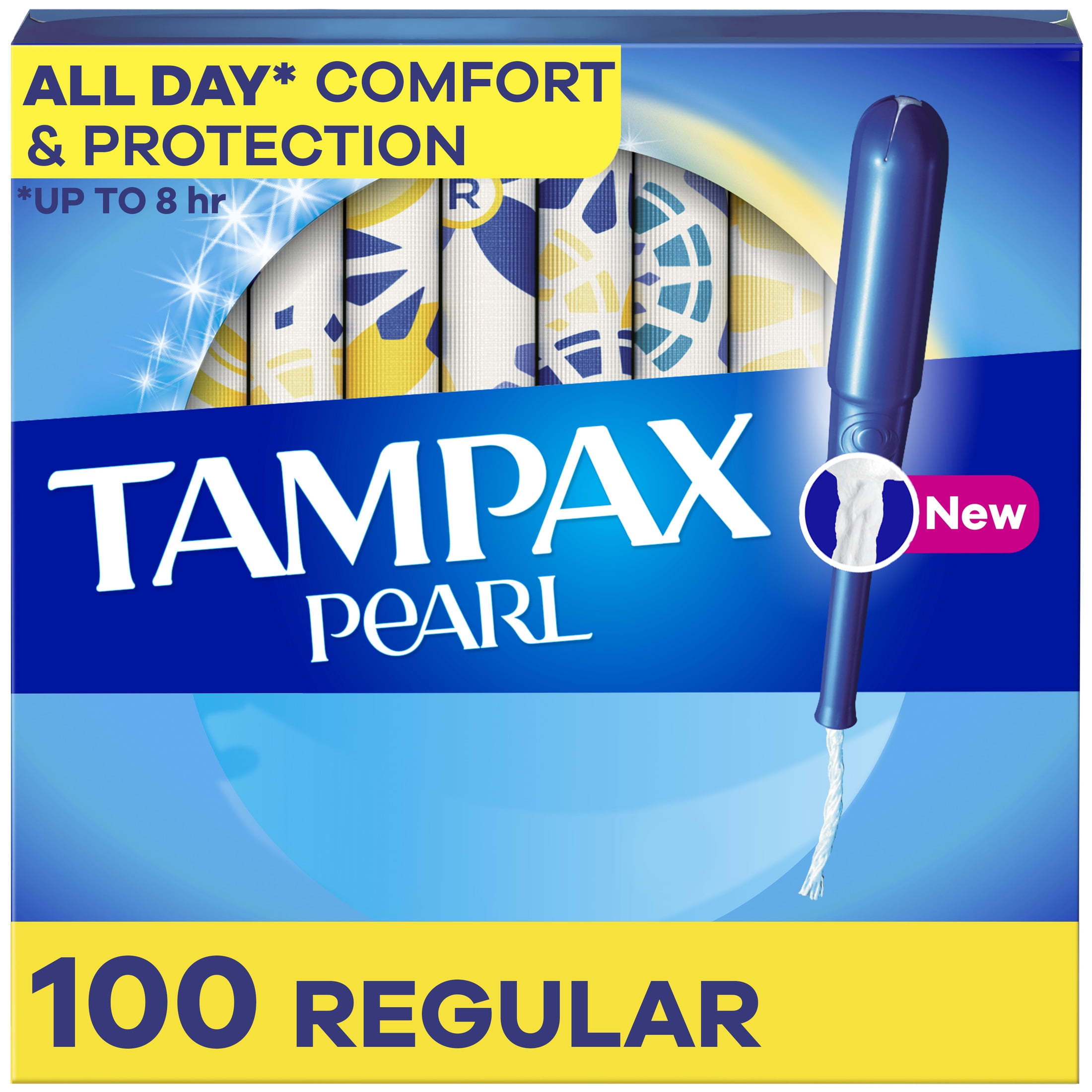 Tampax Pearl Tampons with LeakGuard Braid, Regular Absorbency, 100 Ct ...