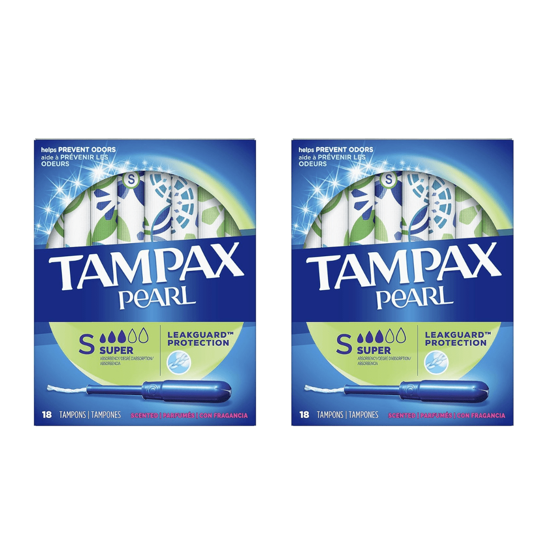Tampax Pearl Tampons with LeakGuard Braid, Super Absorbency, 18 Count ...