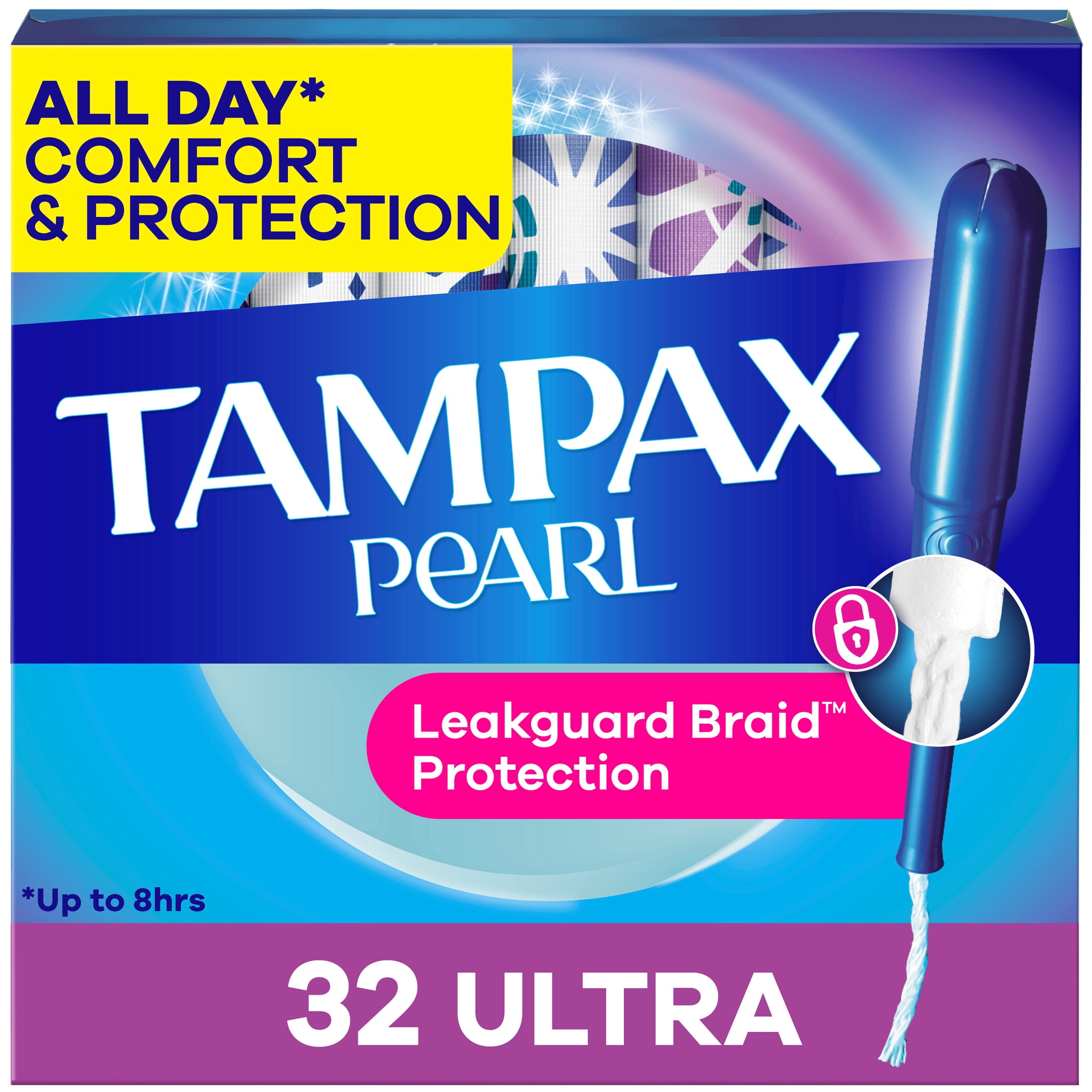Tampax Pearl Tampons with LeakGuard Braid, Ultra Absorbency, 32 Count ...