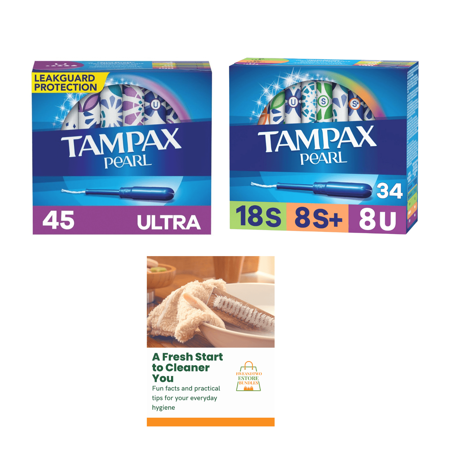 Tampax Pearl Ultra Tampons (45 Count) and Variety Pack Tampons (34 ...