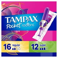 Tampax Radiant Tampons with LeakGuard Braid, Regular Absorbency, 14 ...