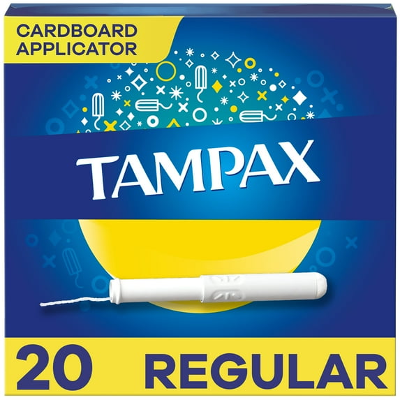 Tampax Tampons with Cardboard Applicator, Regular, Unscented, 20 Count ...