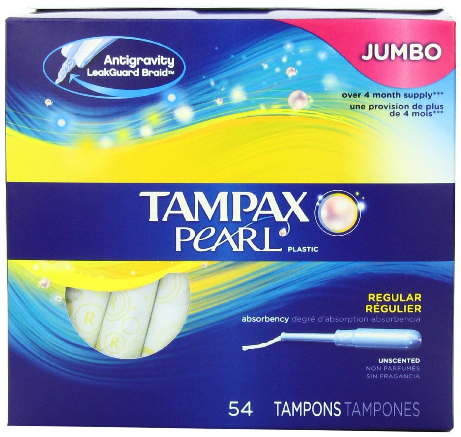 Tampax Tpx Prl Reg 54ct Bns Lnr HSA/FSA Eligible - Walmart.com
