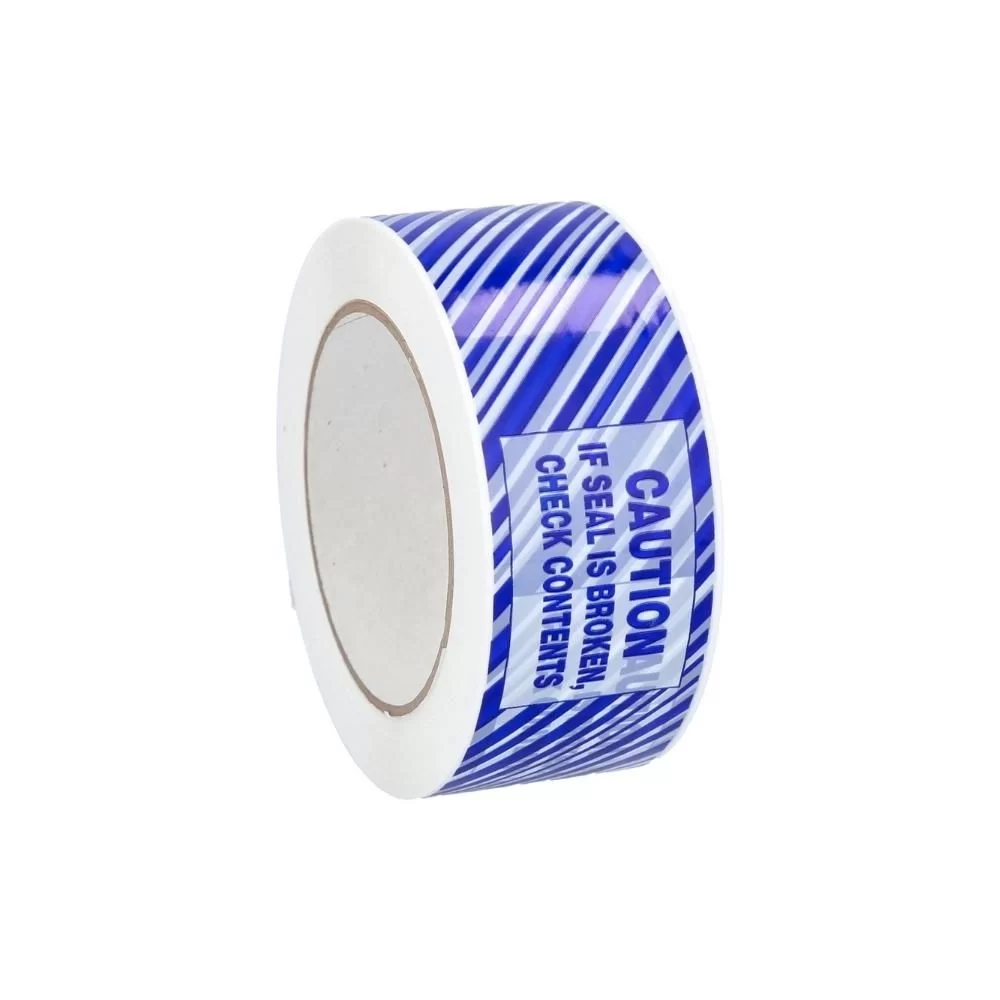 Tamper-Evident Security Tape, 2 " x 110 Yards, 1.9 Mil, White/Blue ...