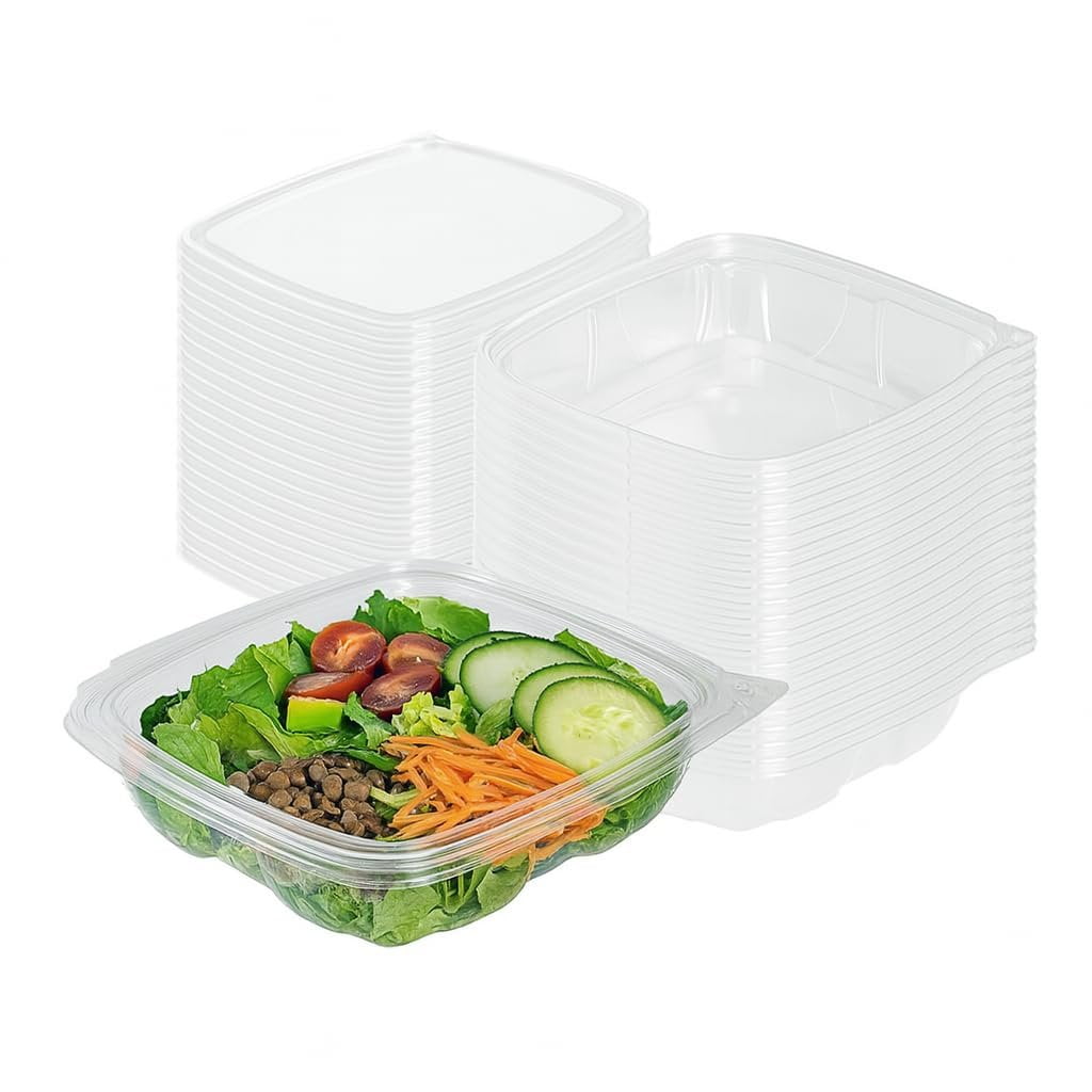 Tamper-Resistant Clear Hinged Containers with Flat Lid Disposable ...
